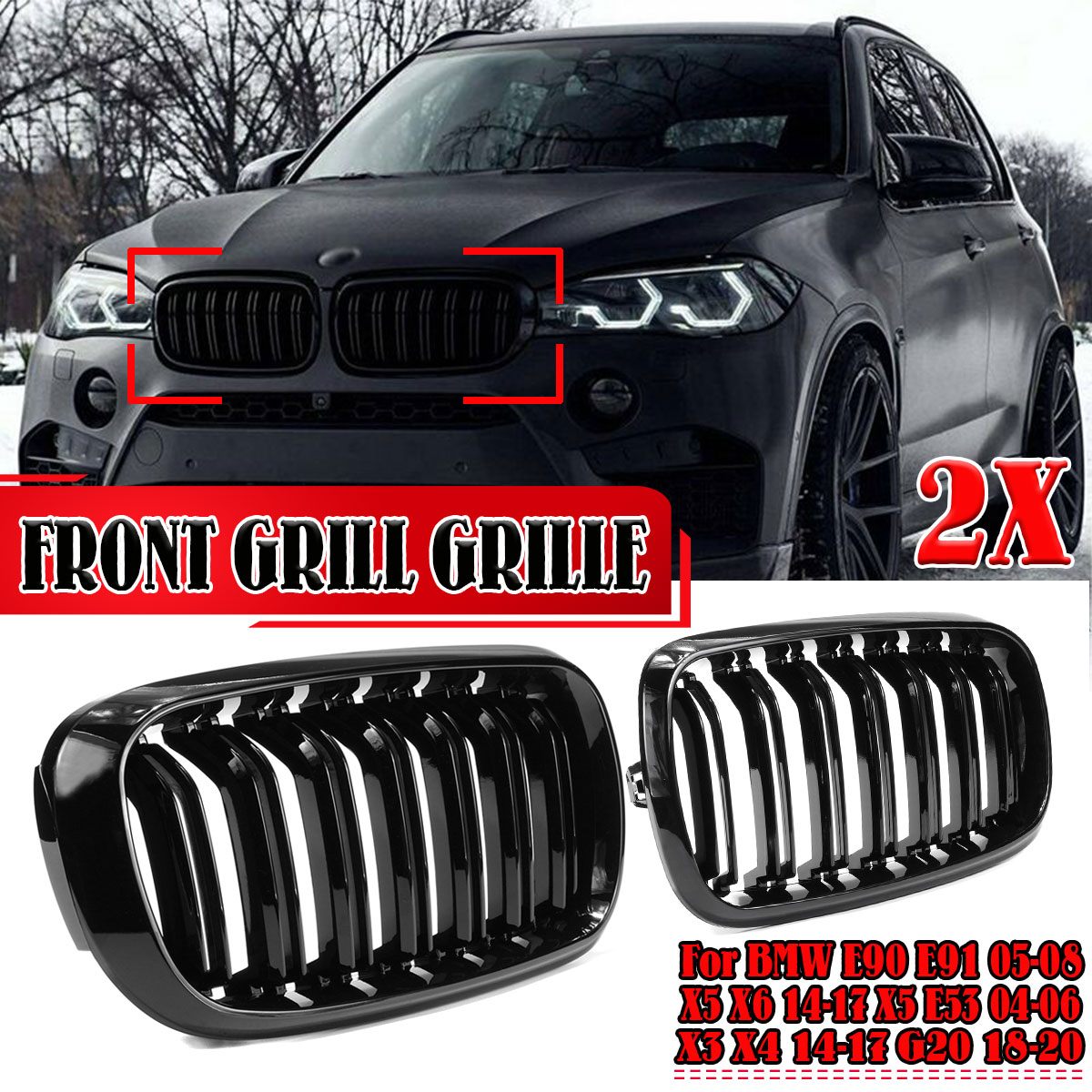 BMW F15/F16 X5 X6 2014-2017 Front Bumper Kidney Radiator Racing Grills ...